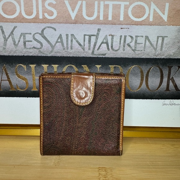 Etro | Bags | Etro Brown Paisley Leather Compact Wallet Vintage | Poshmark
